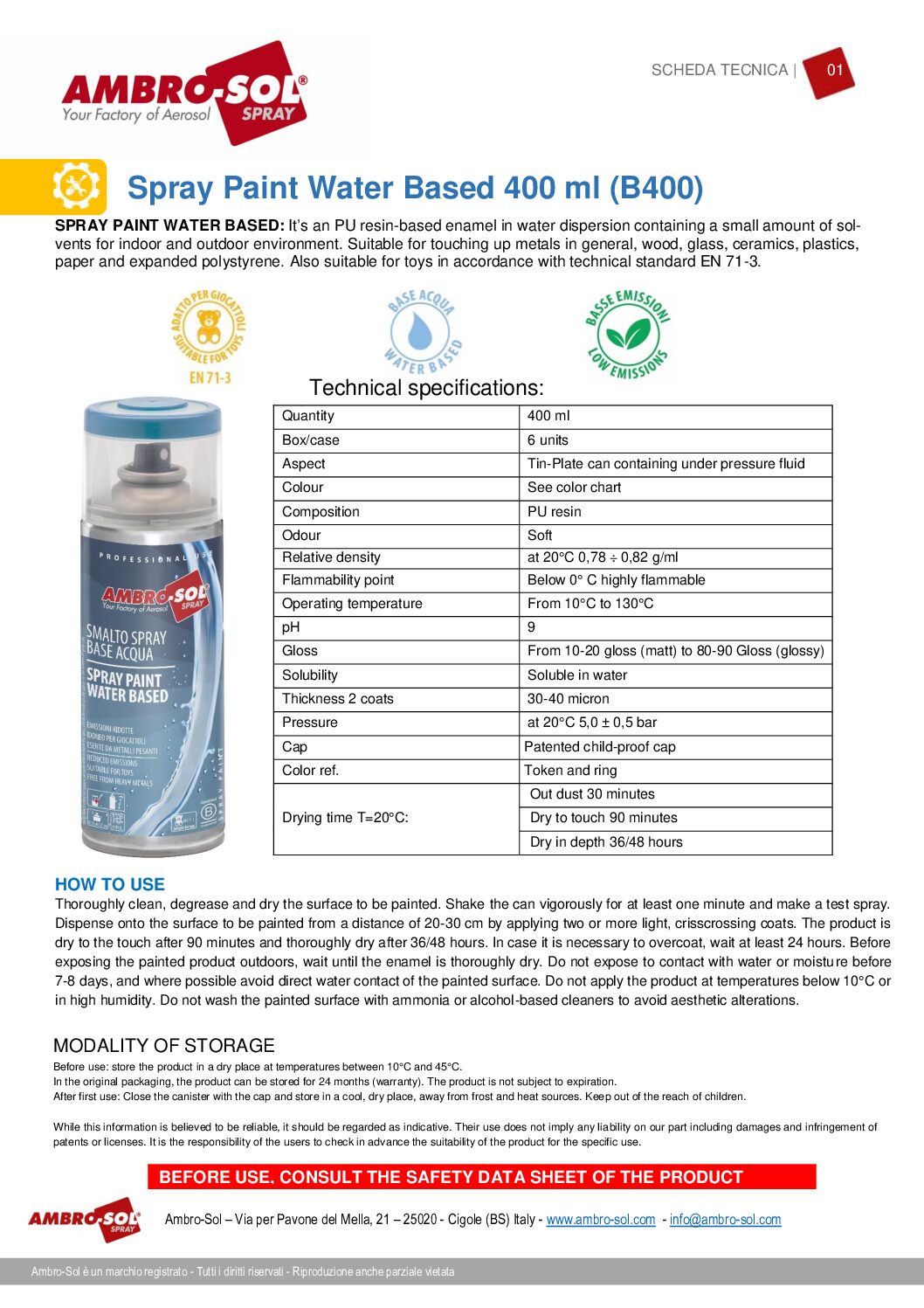 WATER BASED SPRAY PAINT 400 ML | Ambro-Sol
